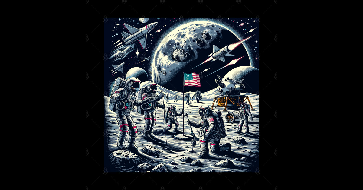 Space Race: 1950s Astronauts on the Moon - Space Race - Posters and Art ...