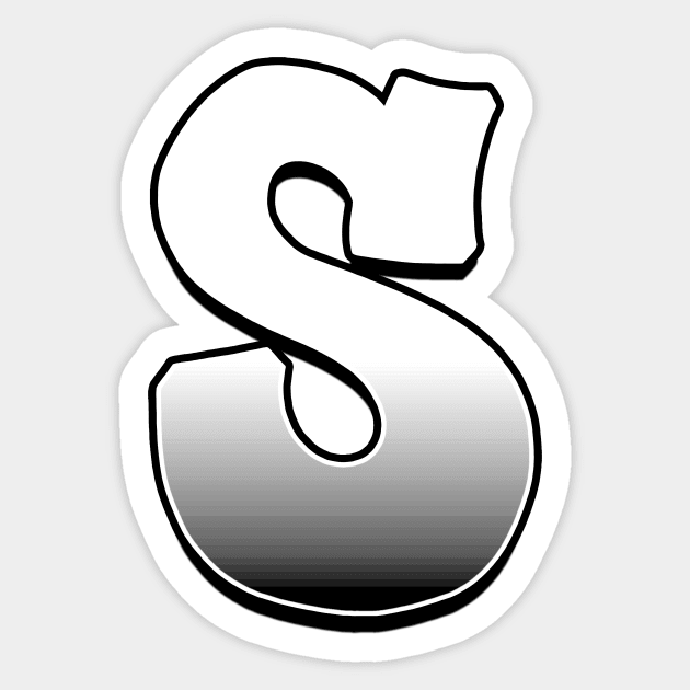 Letter S - White / Grey fade - S - Sticker | TeePublic