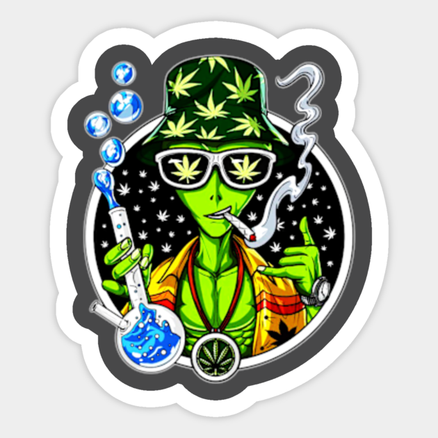 alien weed - Marijuana - Sticker | TeePublic