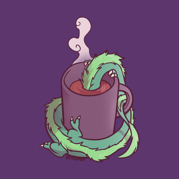 Cute Dragon: Tea Drinker - Dragon - T-Shirt | TeePublic