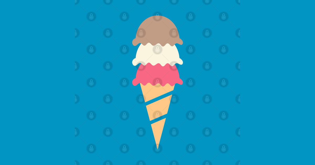 Neopolitan Three Scoop Ice Cream Cone - Ice Cream - T-Shirt | TeePublic