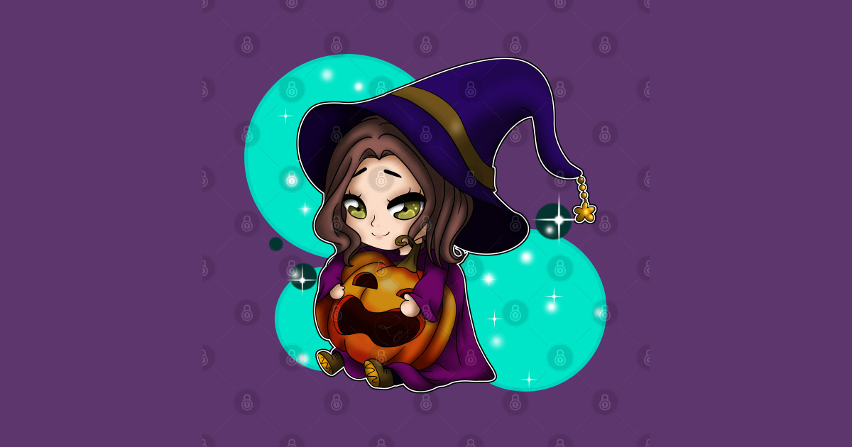 witch hug pumpkin - Chibi Witch - T-Shirt | TeePublic