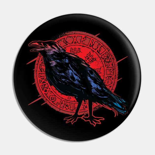 Stoic Raven with Shield - Norse Mythology Design - Raven - Pin | TeePublic