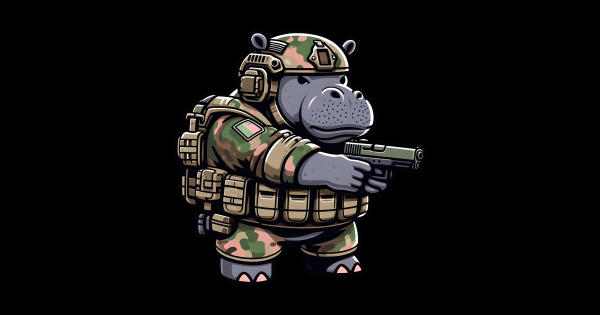 Tactical Hippo - Hippopotamus - Sticker | TeePublic