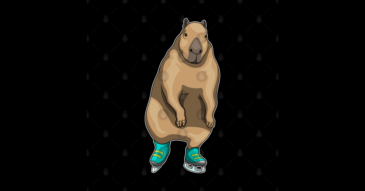 Capybara Ice skating Ice skates - Ice Skates - Sticker | TeePublic