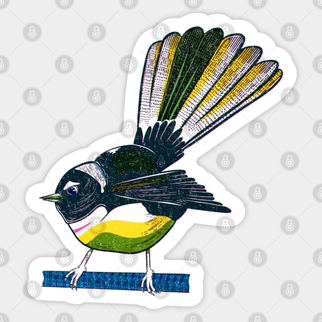 Fantail riso style print - Fantail - Sticker | TeePublic