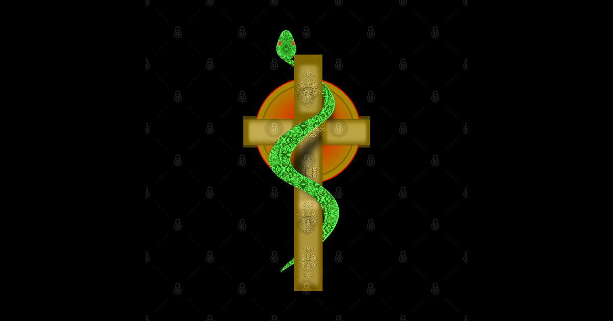 Crucified Serpent on Cross - Cross - Pin | TeePublic