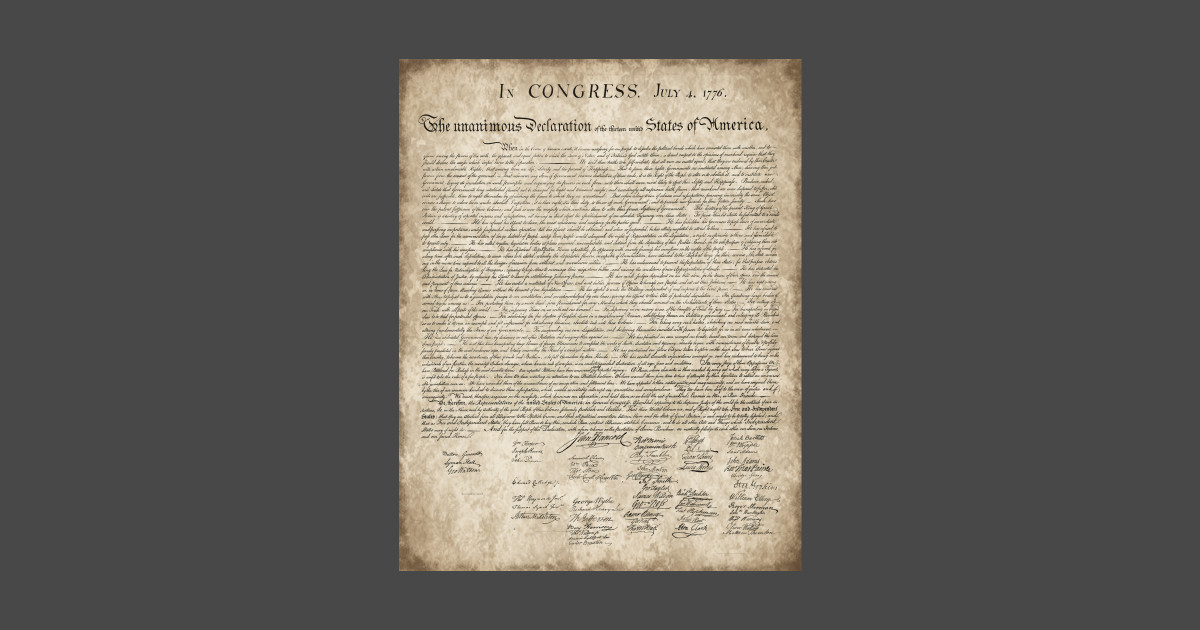 Vintage Style Declaration of Independence - Distressed - T-Shirt ...