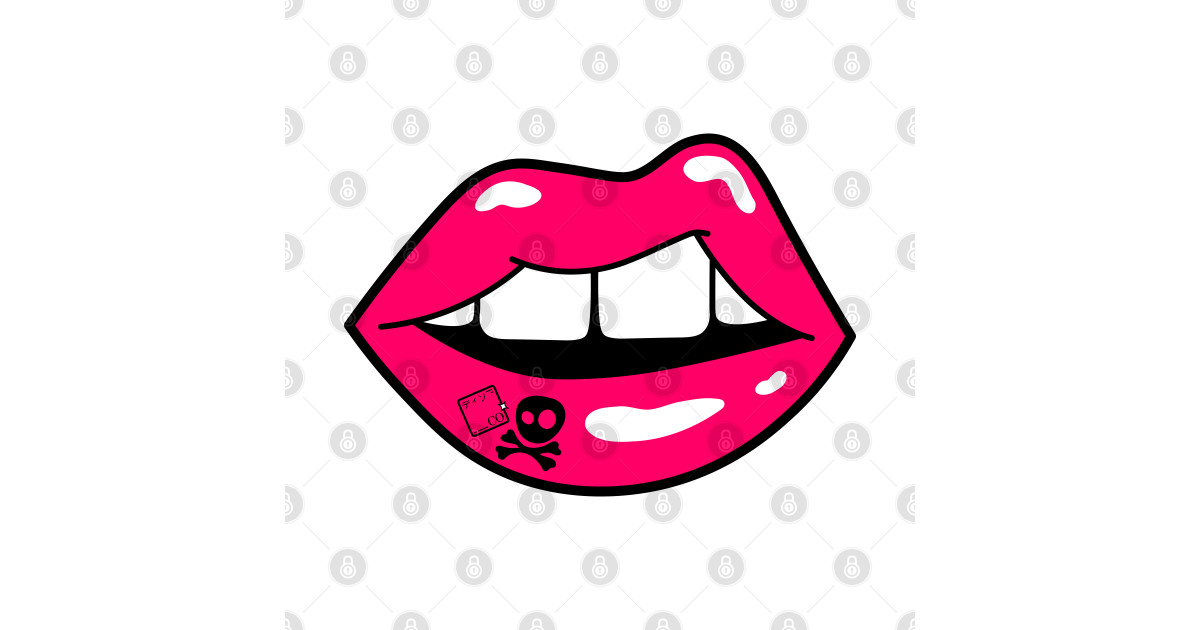 Fierce Lips with Skull and Cross Bones Design - Lips - Long Sleeve T ...