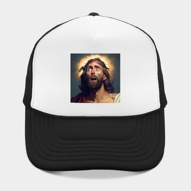 2d realistic illustration of scared Jesus Meme - Jesus - Hat | TeePublic