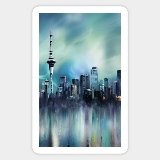 Auckland Skyline Art - Auckland - Sticker | TeePublic