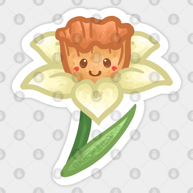 Smiley Daffodil Flower - Botanical Artwork - Sticker | TeePublic