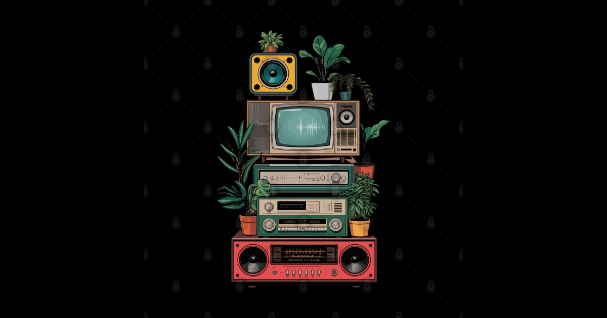 Old School Electronics Jungle - Old School Radio - Sticker | TeePublic