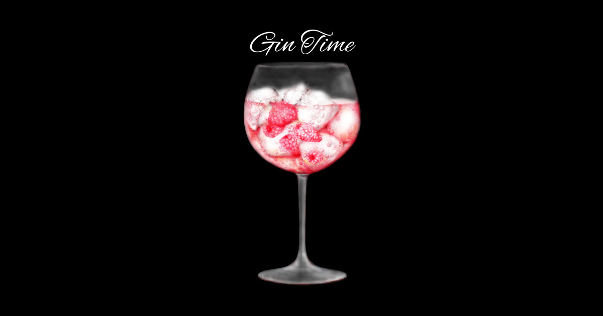 Pink Gin Watercolour Illustration - Gin Time - Sticker | TeePublic