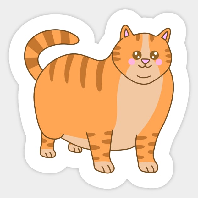 Cute Funny Kawaii Cat Chubby Fat Cat - Chubby Cat - Sticker | TeePublic