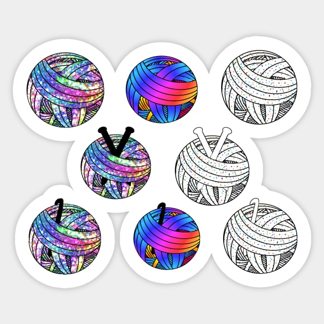 Rainbow Yarn - Rainbow Yarn Balls - Sticker | TeePublic