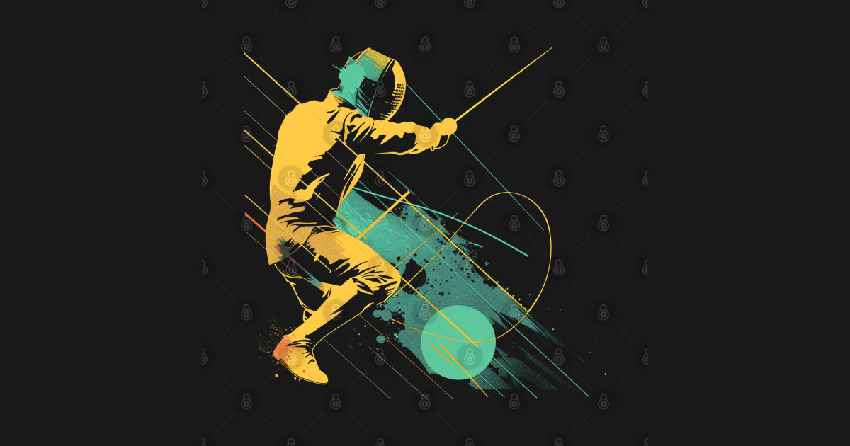 Dynamic Fencer Abstract Art - Modern Geometric Fencing Design - Fencing ...