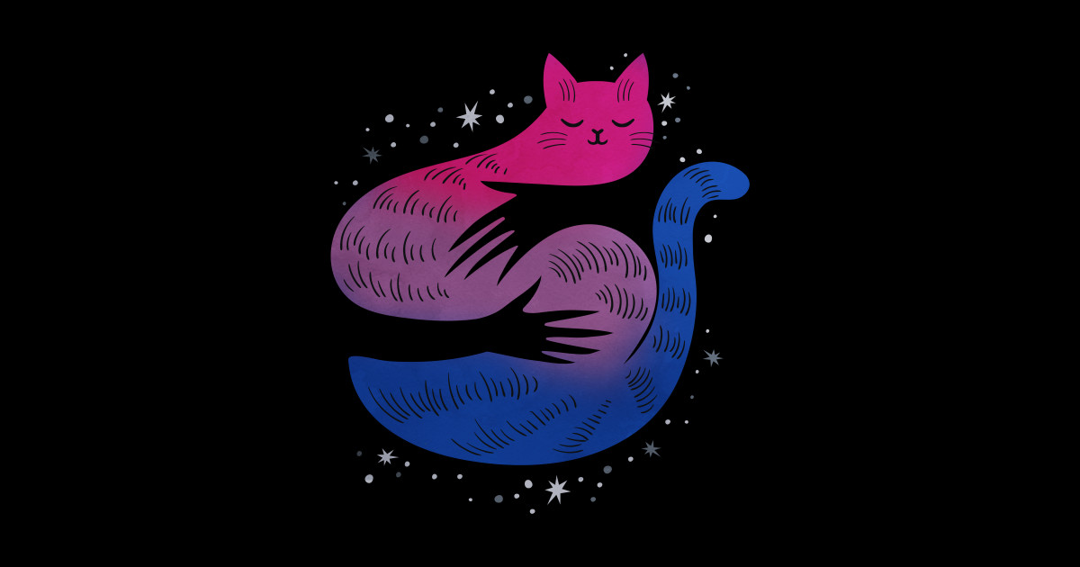 Bisexual Cat Hug LGBT Pride Flag - Bisexual - Sticker | TeePublic