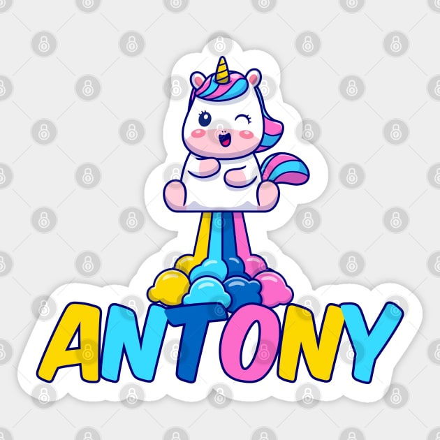 Unicorn Antony name label - Colorful - Unicorn Antony Name Label ...
