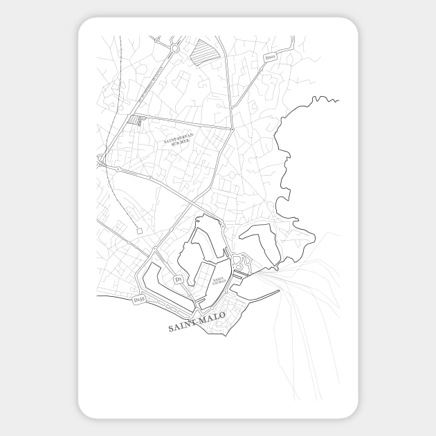 Saint-Malo, France Map Illustration - Saint Malo - Sticker | TeePublic