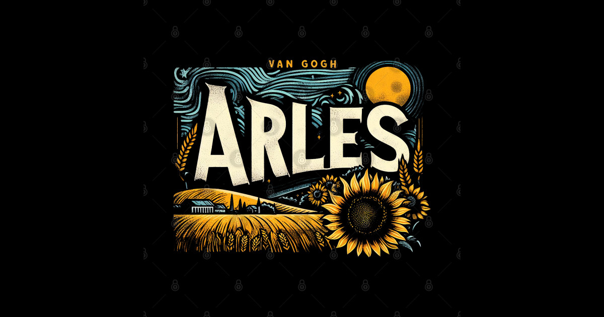 Arles Typographie - France - illustration - Van gogh - Arles - Sticker ...