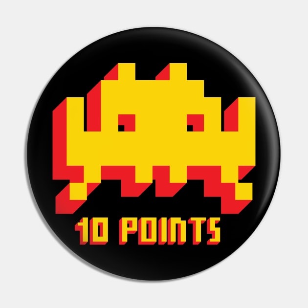 Space Invaders 10 Points - Space Invaders - Pin | TeePublic