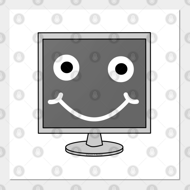 Computer Monitor Smiling Face - Computer Monitor - Posters and Art ...