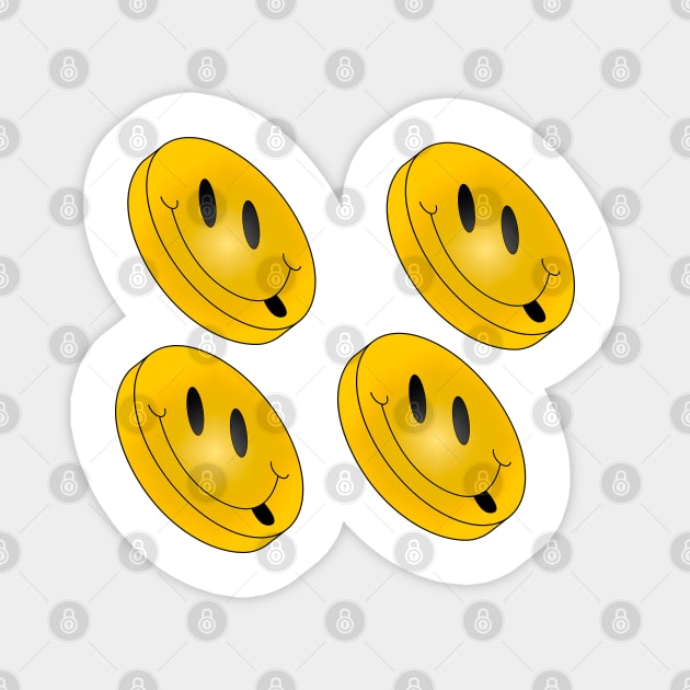 Four happy Emojis smiling. Smiling retro emoticon. Number four is the ...