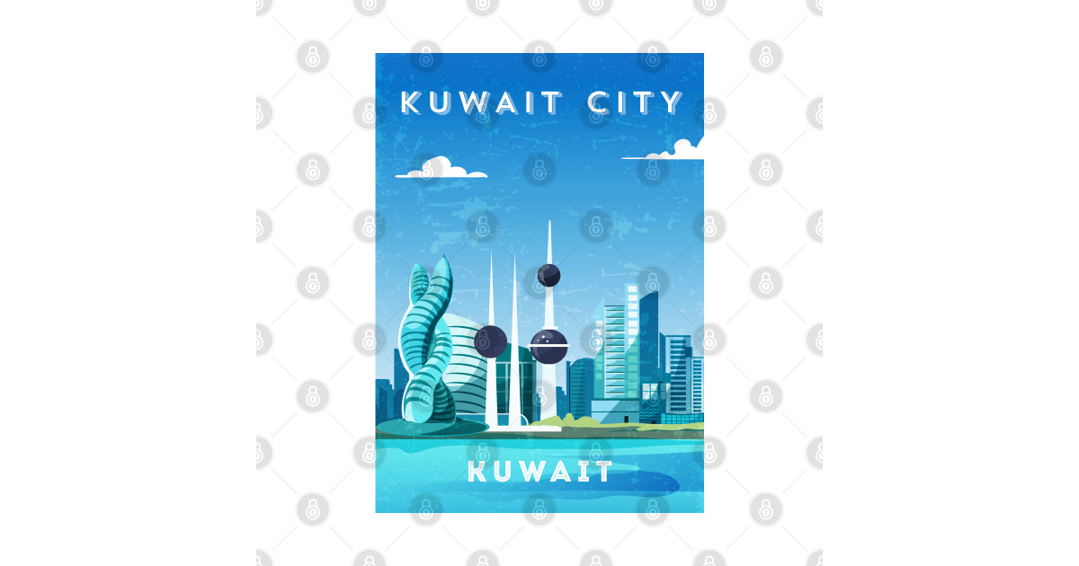 Kuwait City, Kuwait - Retro travel minimalist poster - Kuwait - T-Shirt ...