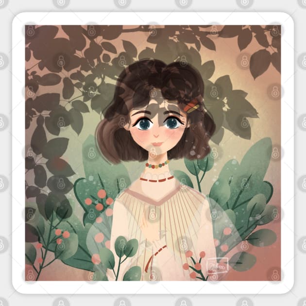 short hair girl - Wavy Short Hair Girl - Sticker | TeePublic