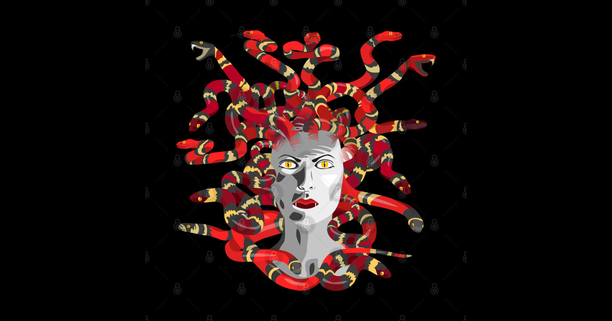 Red snake gorgon - Gorgon - Sticker | TeePublic