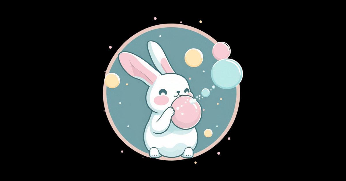 Cute Rabbit Bunny Blowing Bubble Gum Easter Day - Cute Rabbit Bunny ...