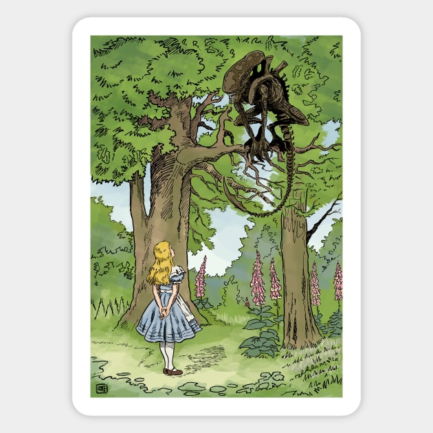 Alice Meets the Alien in Wonderland - Cheshire Cat - Sticker | TeePublic