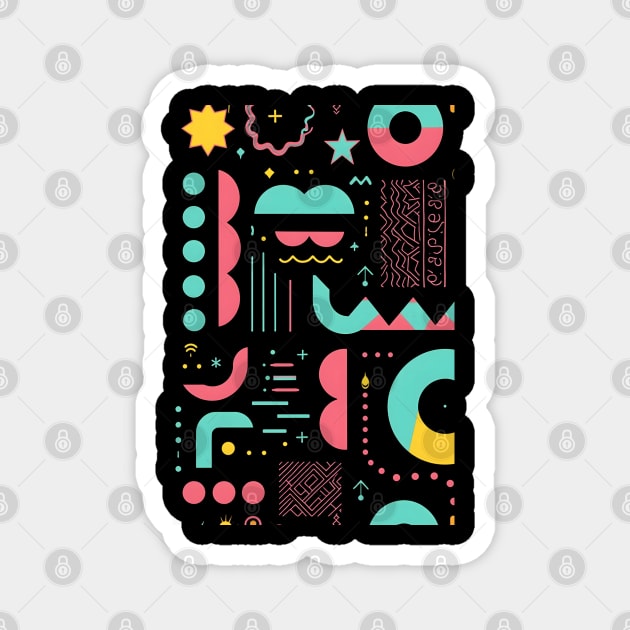 Retro Shapes & Doodle Dimensions Design - Retro Style - Magnet | TeePublic