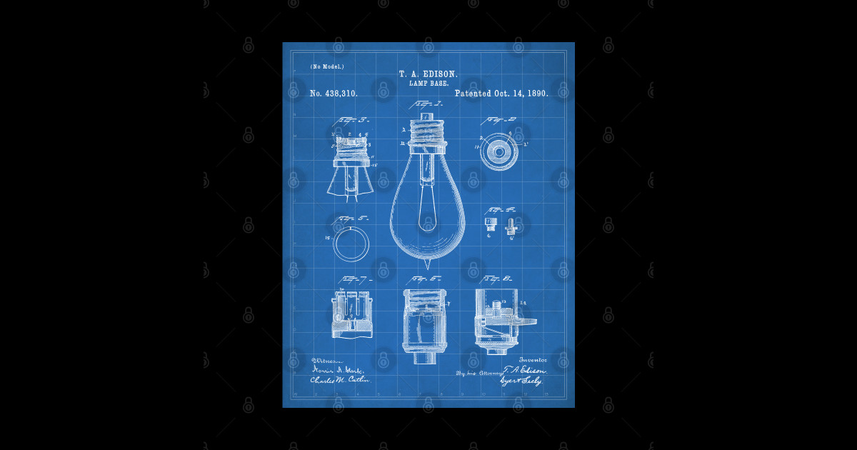 Edison Lamp Patent - New Homeowner Housewarming Decor Art - Blueprint ...