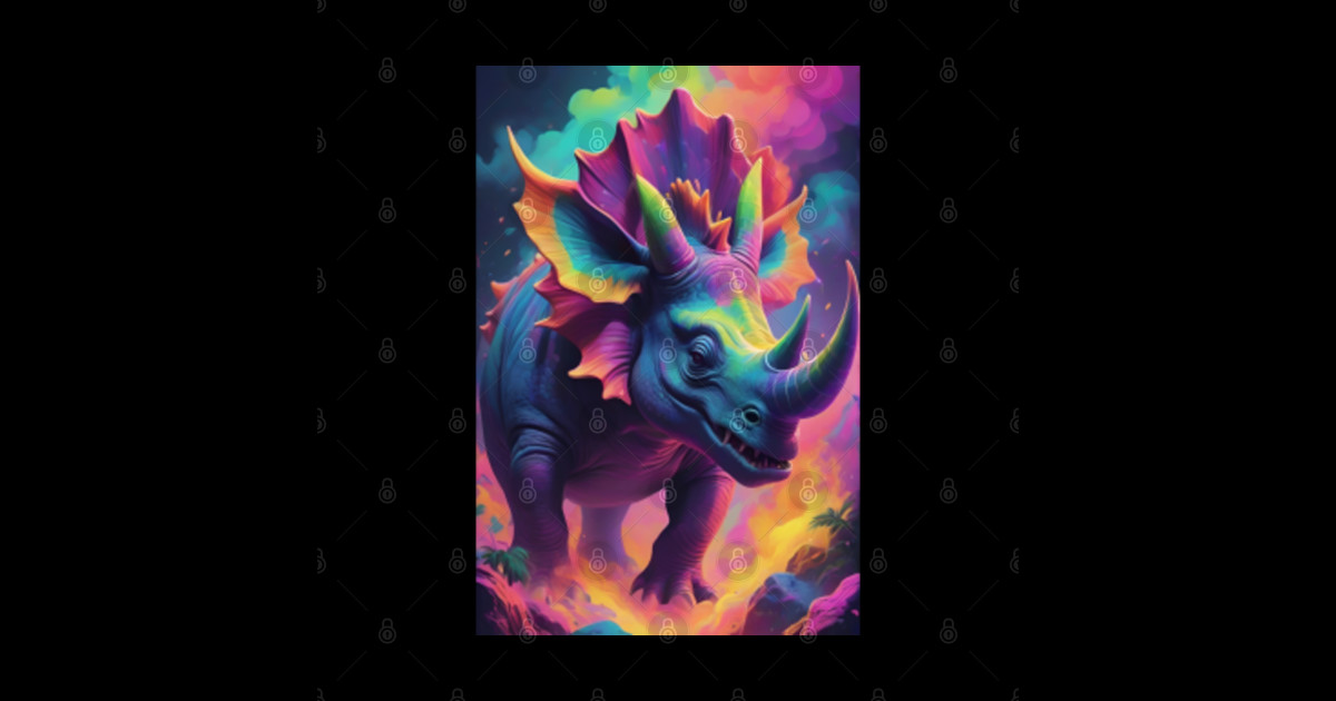 Triceratops Dinosaur Multi-Coloured - Dinosaur - Sticker | TeePublic
