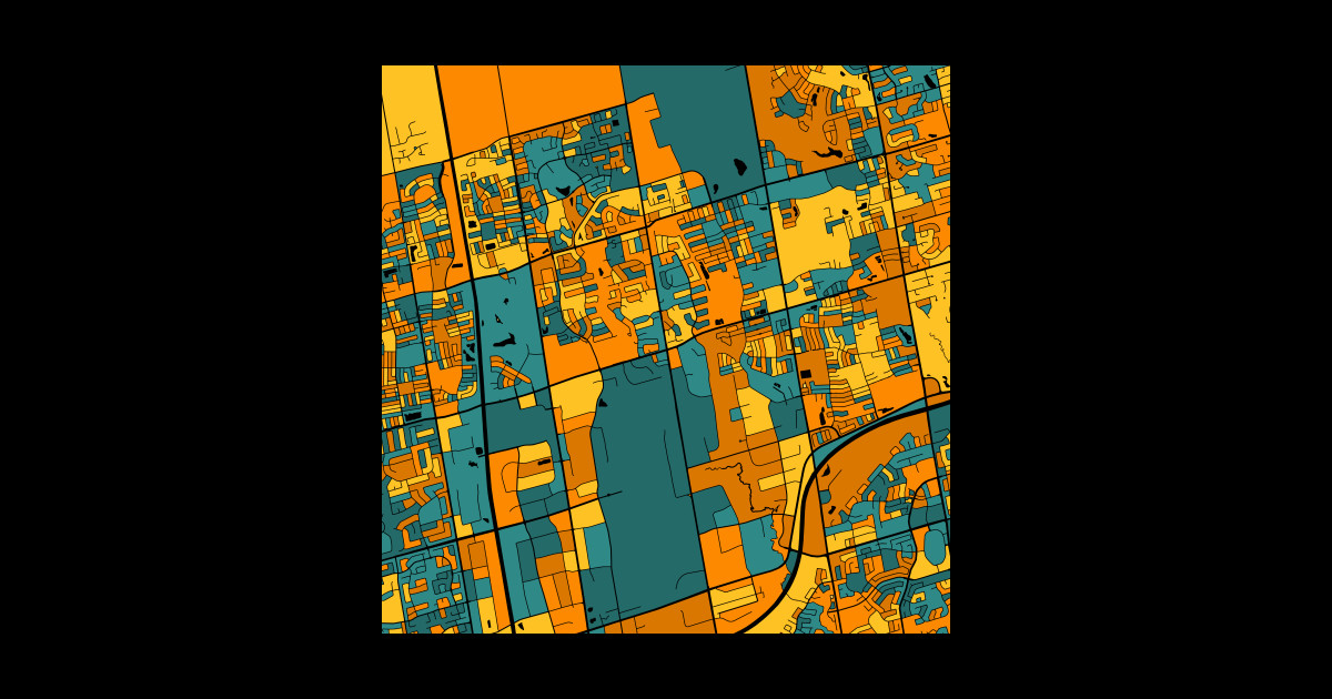 Vaughan Map Pattern in Orange & Teal - Vaughan Map - Sticker | TeePublic
