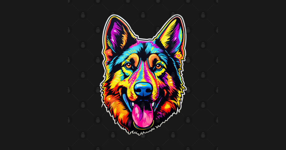 Neon German Shepherd - German Shepherd - T-Shirt | TeePublic