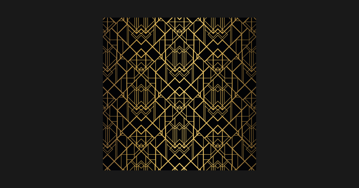 Black and Gold Vintage Faux Foil Art Deco Geometric Diamond Pattern ...