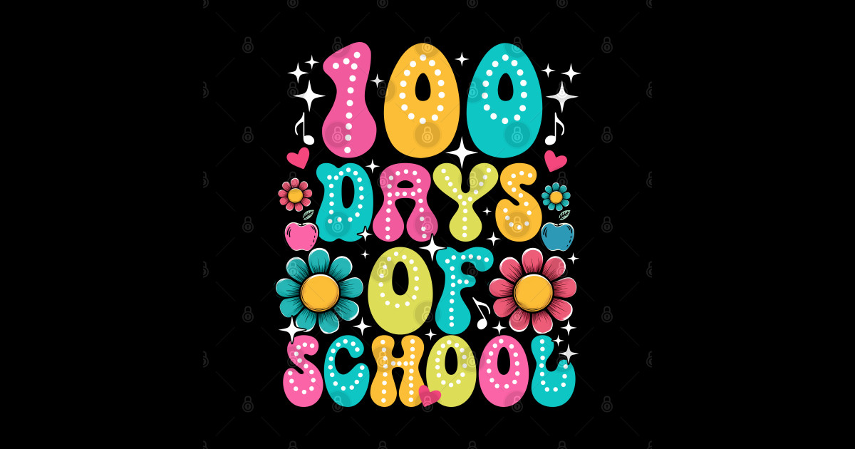 Happy 100th Day Of School Teacher Kids Retro Groovy 100 Days - Happy ...