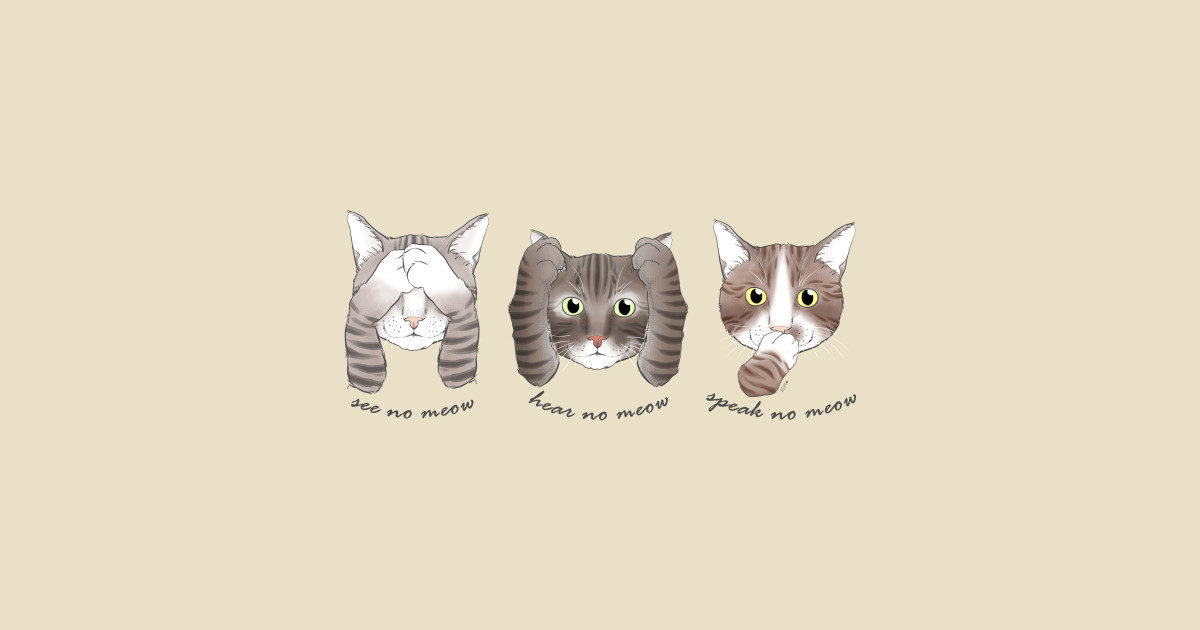 No Evil Cats - Grey Tabby Cats - See No Evil Hear No Evil Speak No Evil ...