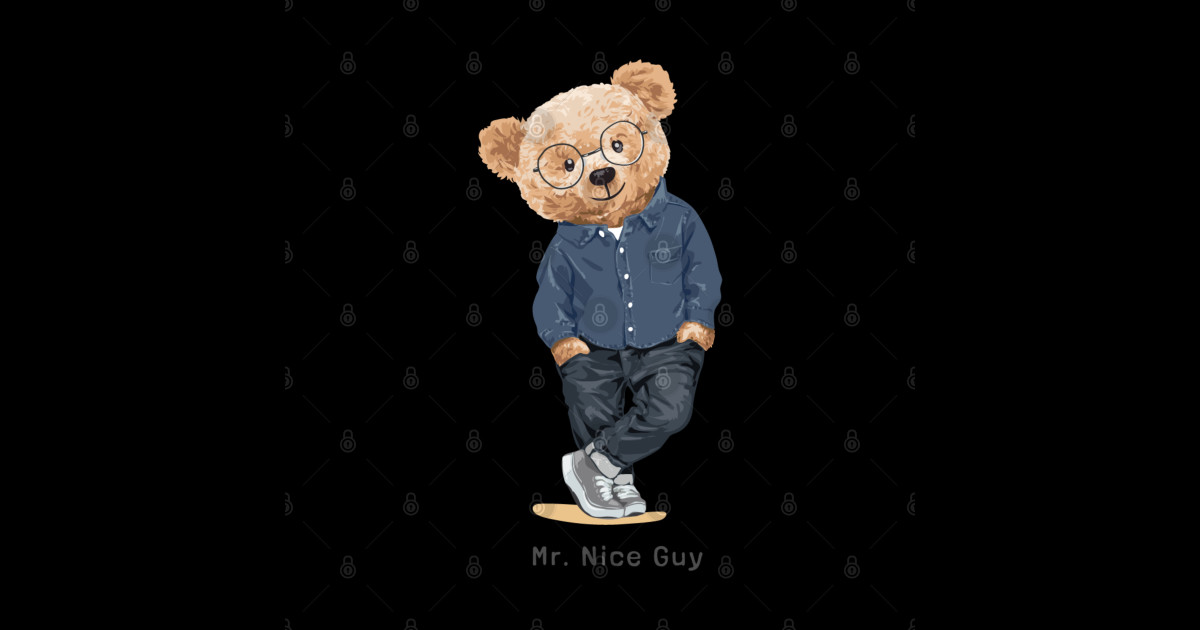 Cute bear design "Mr. Nice Guy" - Bear - Sticker | TeePublic