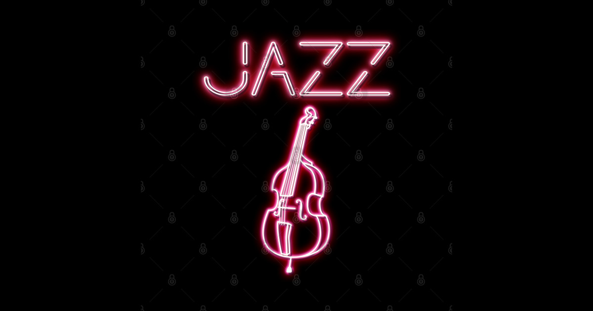 Jazz Double Bass Neon Design - Jazz - Sticker | TeePublic