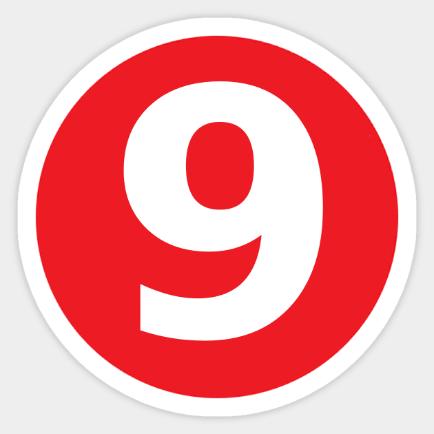 Number 9 Big Red Dot Letters & Numbers - Red - Sticker | TeePublic