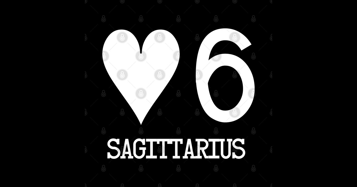 Heart 6 Card Sagittarius White - 6 Of Hearts - Sticker | TeePublic