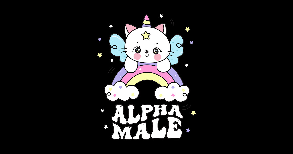 Funny Alpha Male Cute Cat Meme Ironic Kitten - Alpha Male - Sticker ...