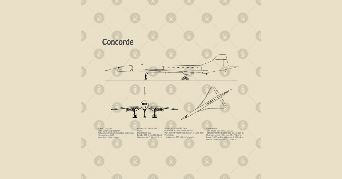 Concorde - Airplane Blueprint – SDpng - Aircraft Drawing Illustration ...