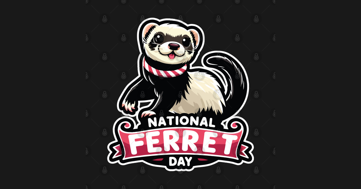 Happy National Ferret Day! (Cute Ferret Design) - National Ferret Day ...