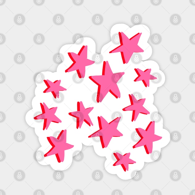 Pink and Red Scattered Star Celestial Pattern - Pink - Sticker | TeePublic