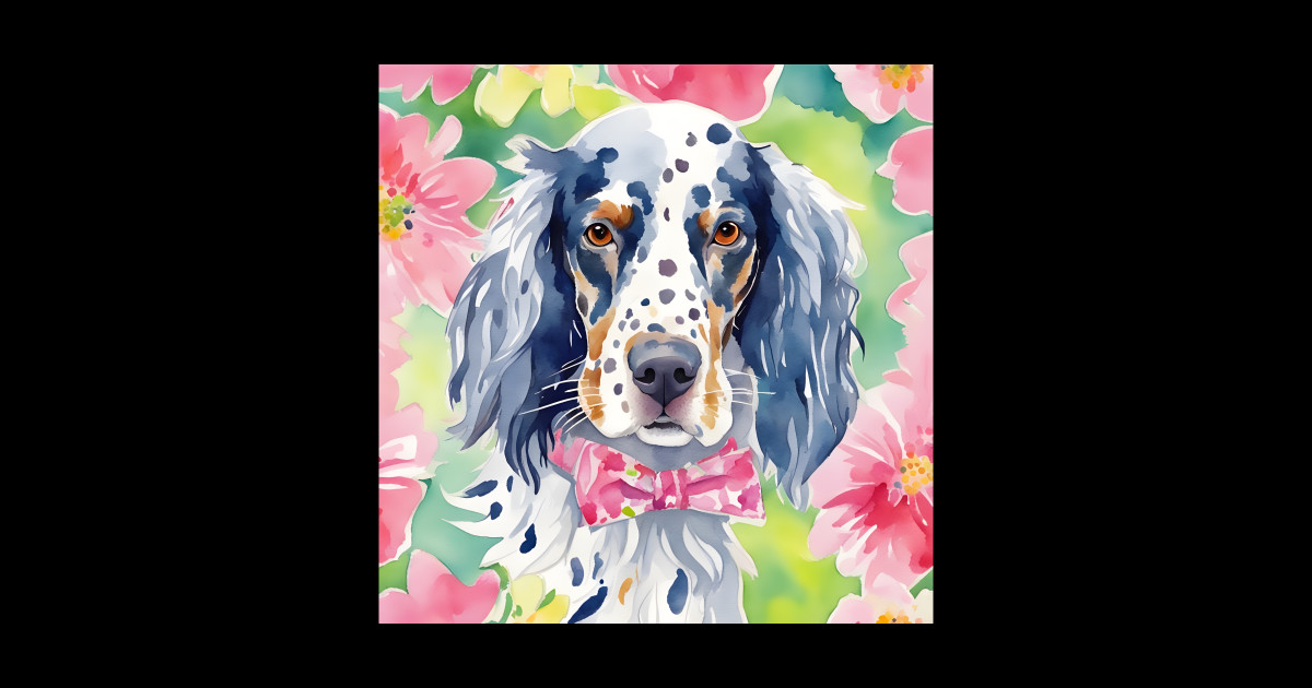 Preppy watercolor portrait of a Setter dog - Lilly Pulitzer Inspired ...